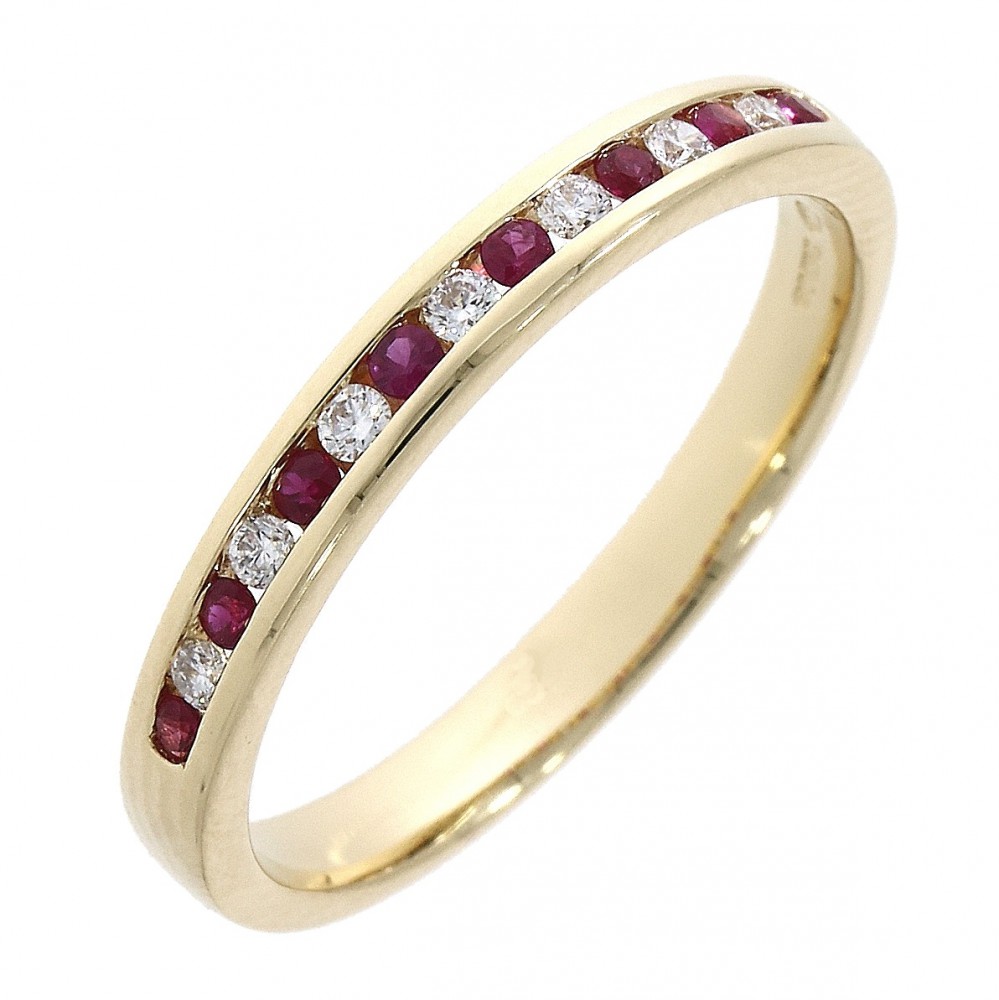 Ruby & Diamond half eternity ring - Clement White
